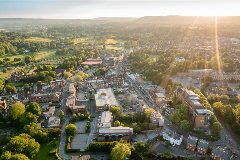 Reigate Town Centre Aerial Drone Images - London Surrey Corporate and ...